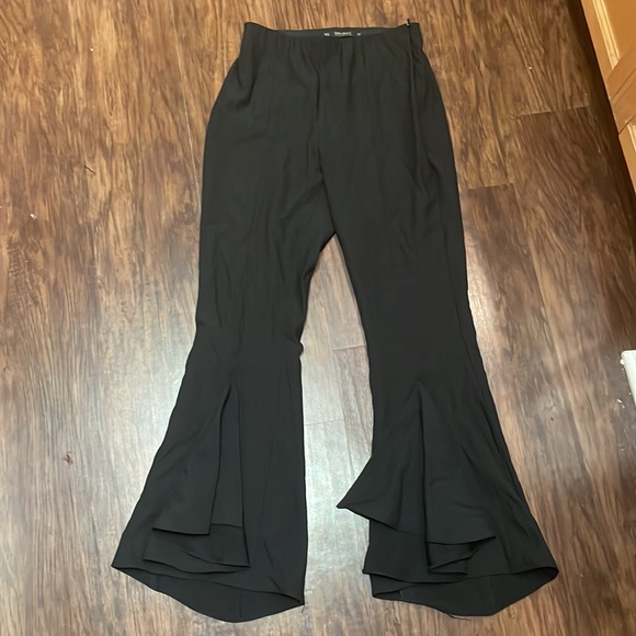 Zara | Pants & Jumpsuits | Zara Flare Ruffle Pant Black | Poshmark